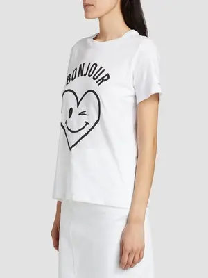 Cinq À Sept Bonjour Smiling Heat Graphic Cotton T-shirt