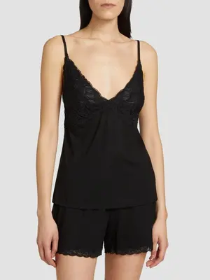 Natori Feathers 2-piece Lace-trimmed Pajama Set