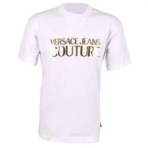 Versace Couture Men Metal Logo Tshirt In - White