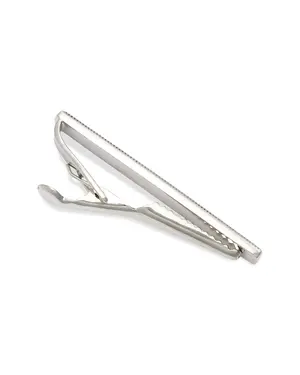 LINK UP Dotted Frame Mother Of Pearl Strip Short Tie Bar - White