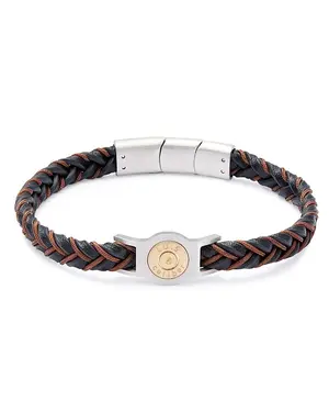 LINK UP Two Tone Braided Rope And Leather Bracelet - Black