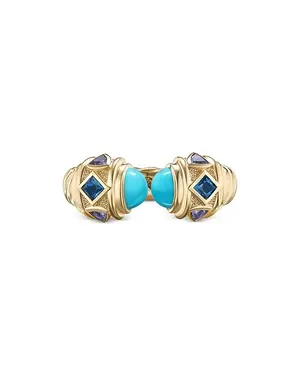 David Yurman Renaissance Ring In 18K Yellow Gold With Malachite And Tsavorites Blue/gold