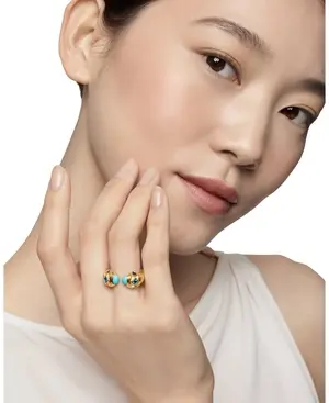 David Yurman Renaissance Ring In 18k Yellow Gold With Malachite And Tsavorites