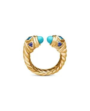 David Yurman Renaissance Ring In 18k Yellow Gold With Malachite And Tsavorites