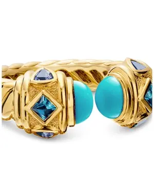 David Yurman Renaissance Ring In 18k Yellow Gold With Malachite And Tsavorites