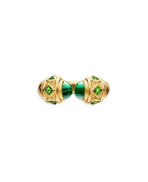 David Yurman Renaissance Ring In 18k Yellow Gold With Malachite And Tsavorites - Green/gold