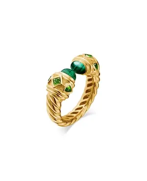 David Yurman Renaissance Ring In 18k Yellow Gold With Malachite And Tsavorites - Green/gold