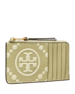 Tory Burch T Monogram Contrast Embossed Leather Zip Card Case