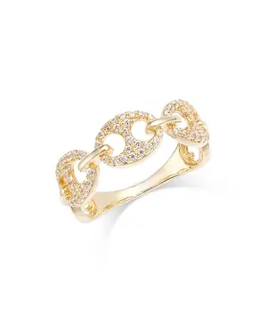 Bloomingdale'S Diamond And 14k Yellow Mariner Link Ring - Gold