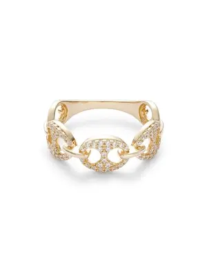 Bloomingdale'S Diamond And 14k Yellow Mariner Link Ring