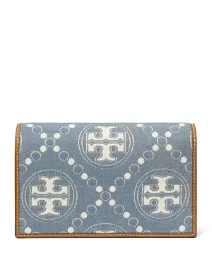Tory Burch T Monogram Denim Chain Wallet