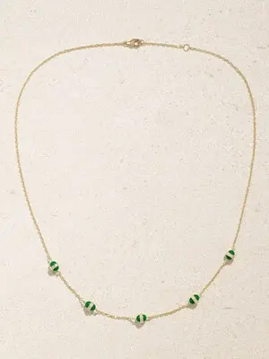 L’ATELIER NAWBAR Atoms 18-karat Gold, Enamel And Diamond Necklace - Green