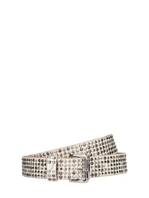 HTC LOS ANGELES 3.5cm 5.000 Studs Deluxe Leather Belt - White