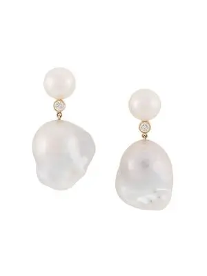 SOPHIE BILLE BRAHE Sophie Bille Brahe 14k Yellow Gold Venus Diamant Pearl Drop Earrings