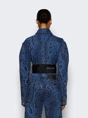MUGLER Snake Print Jacket - Medium Blue