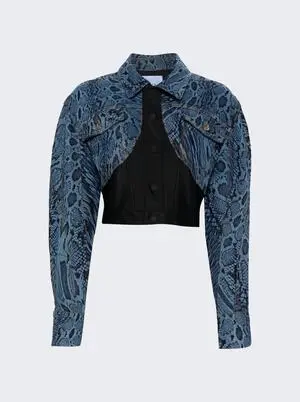 MUGLER Snake Print Jacket - Medium Blue