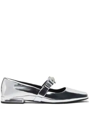 Versace Versace Gianni Ribbon Ballerina Shoes Silver