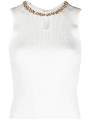 Sandro Rhinestone-embellished Ribbed Top
