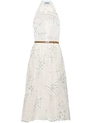 Prada Floral-embroidered Silk Midi Dress