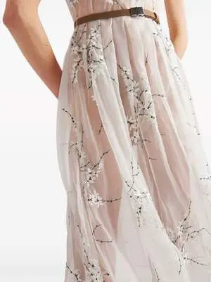 Prada Floral-embroidered Silk Midi Dress