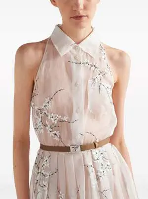 Prada Floral-embroidered Silk Midi Dress