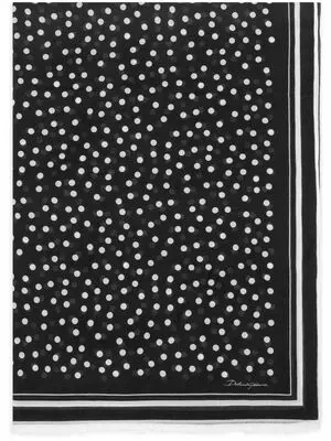 Dolce & Gabbana Polka Dot-print Modal-blend Scarf - Black