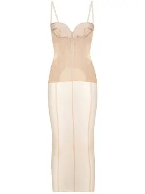Dolce & Gabbana Sheer Tulle Bustier Dress - Neutrals