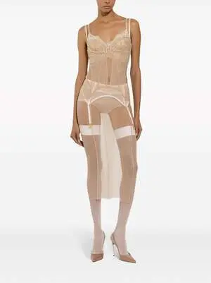 Dolce & Gabbana Sheer Tulle Bustier Dress - Neutrals
