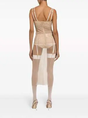 Dolce & Gabbana Sheer Tulle Bustier Dress - Neutrals