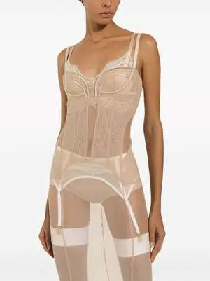 Dolce & Gabbana Sheer Tulle Bustier Dress - Neutrals
