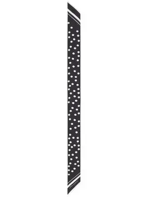 Dolce & Gabbana Striped Polka-dotted Silk Scarf - Black