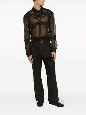 Dolce & Gabbana Lace-embellished Sheer Organza Shirt