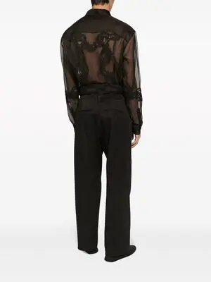 Dolce & Gabbana Lace-embellished Sheer Organza Shirt