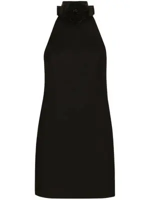 Dolce & Gabbana Floral-appliqués Sleeveless Minidress - Black