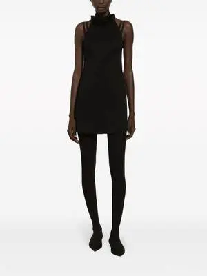 Dolce & Gabbana Floral-appliqués Sleeveless Minidress - Black