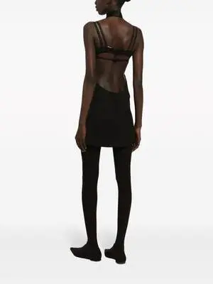 Dolce & Gabbana Floral-appliqués Sleeveless Minidress - Black