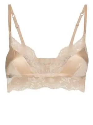Dolce & Gabbana Lace-trim Satin Bralette - Neutrals