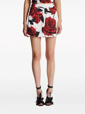 Balmain Rose-print Satin Shorts