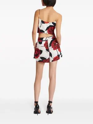 Balmain Rose-print Satin Shorts