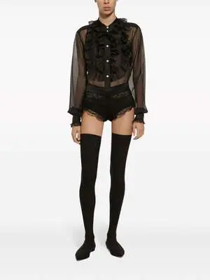 Dolce & Gabbana Frilled-detail Silk Blouse - Black