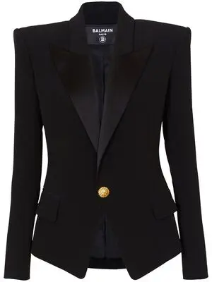 Balmain Satin-lapel Single-breasted Blazer