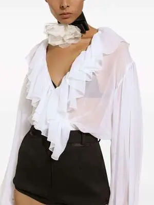 Dolce & Gabbana Ruffled-trim Cropped Blouse
