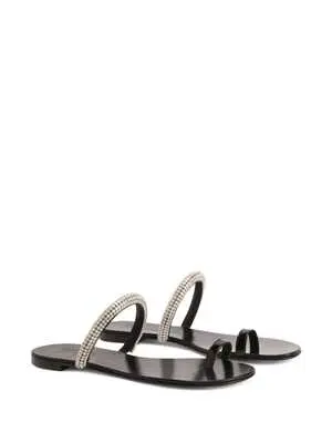 GIUSEPPE ZANOTTI Galassia Rhinestone-embellished Flat Sandals - Black
