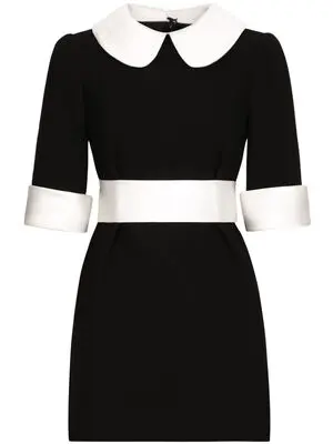 Dolce & Gabbana Peter Pan Collar Virgin Wool Minidress - Black