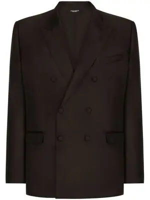 Dolce & Gabbana Double-breasted Silk Blazer - Brown
