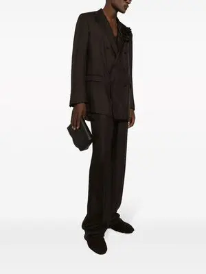 Dolce & Gabbana Double-breasted Silk Blazer - Brown