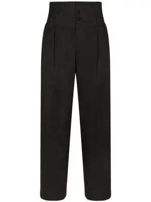 Dolce & Gabbana High-waisted Cotton Trousers - Black