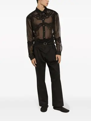 Dolce & Gabbana High-waisted Cotton Trousers - Black