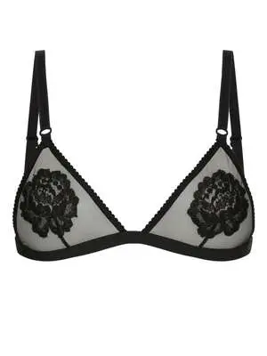 Dolce & Gabbana Floral-motif Triangle Bra - Black