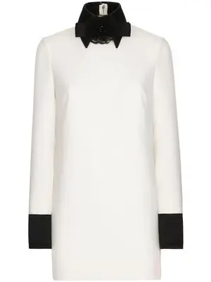 Dolce & Gabbana Bow-applique Virgin Wool-blend Minidress